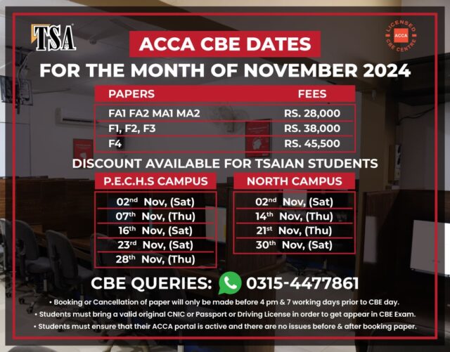 ACCA CBE Dates for November & December 2024 - TSA - Tabani's School of ...
